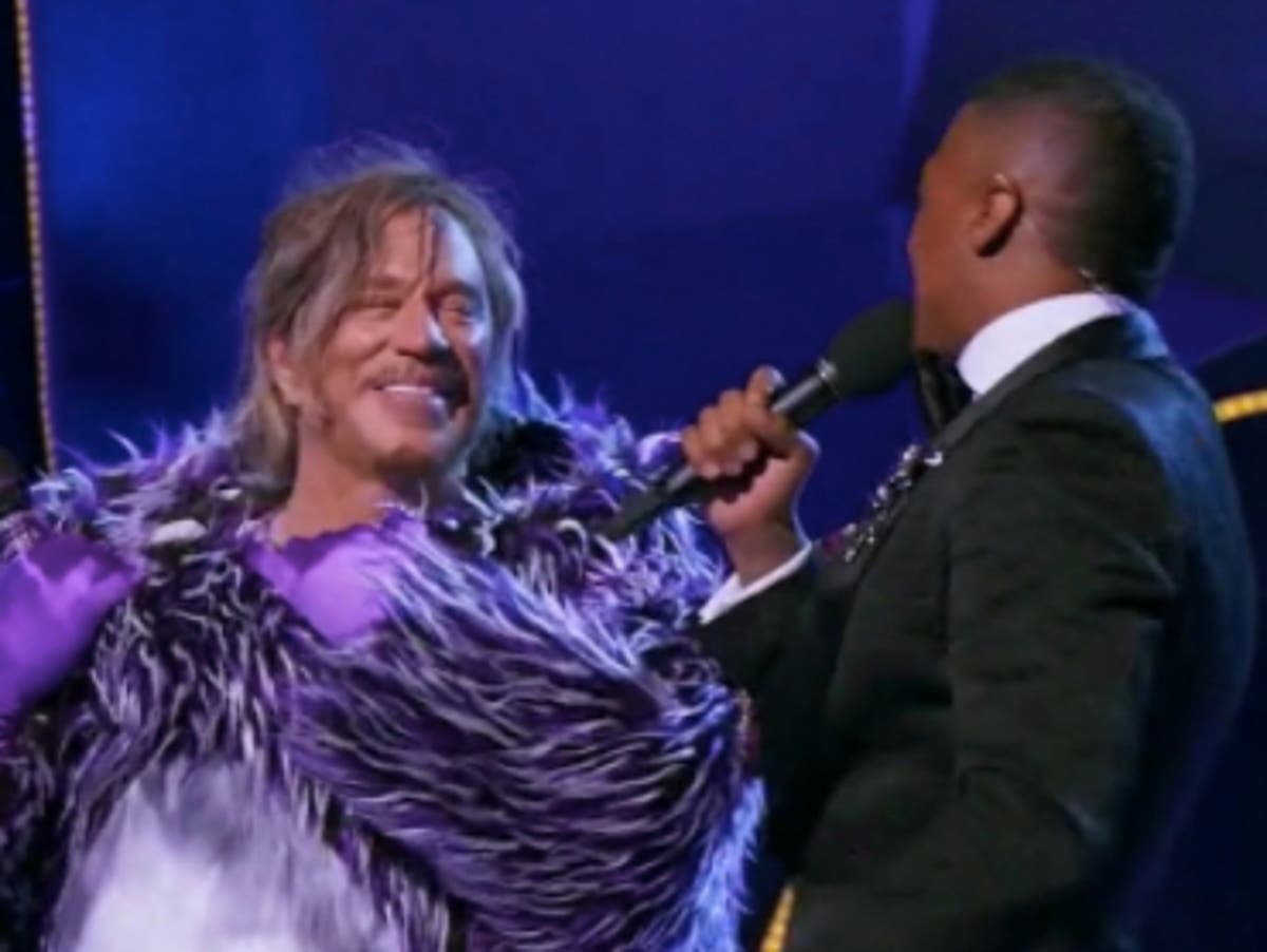 The Masked Singer viewers shocked as Mickey Rourke unmasks himself in ...
