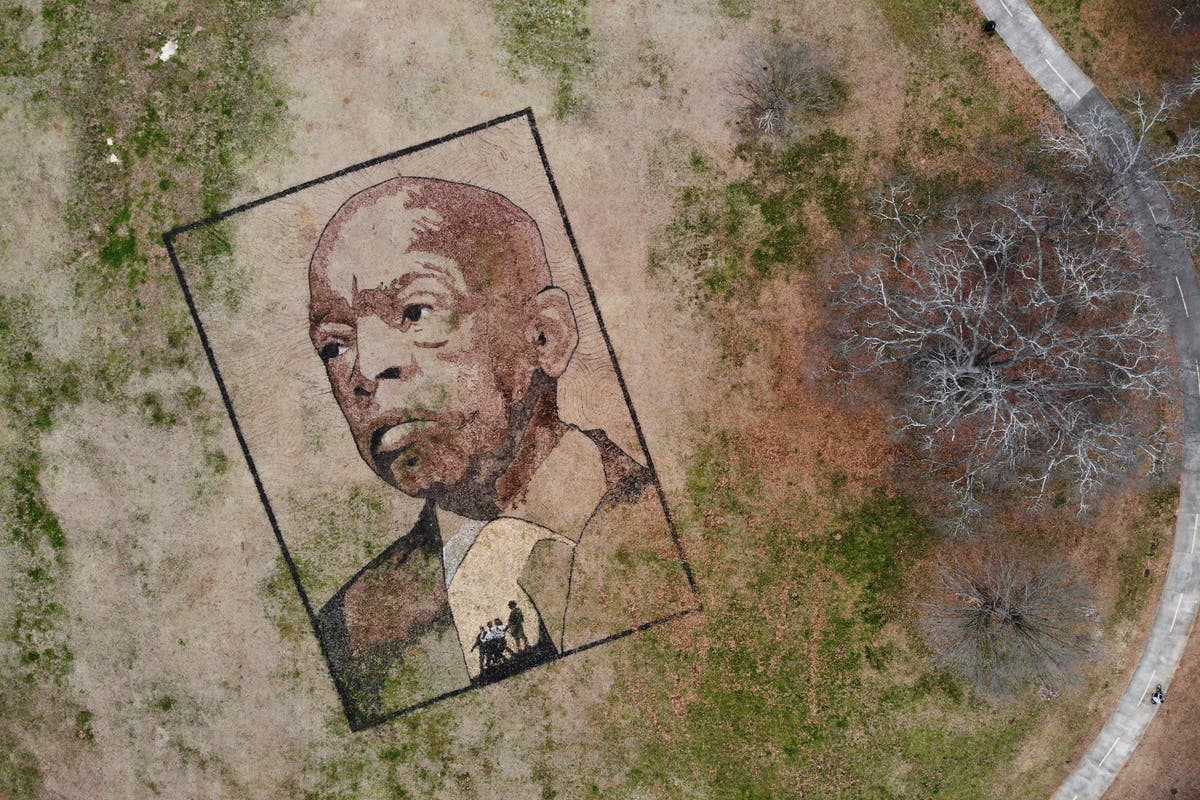 Artist creates natural portrait of Lewis in Atlanta park One John Lewis ...