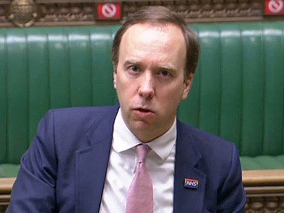 Matt Hancock urges male MPs to wear short sleeves for vaccine ...