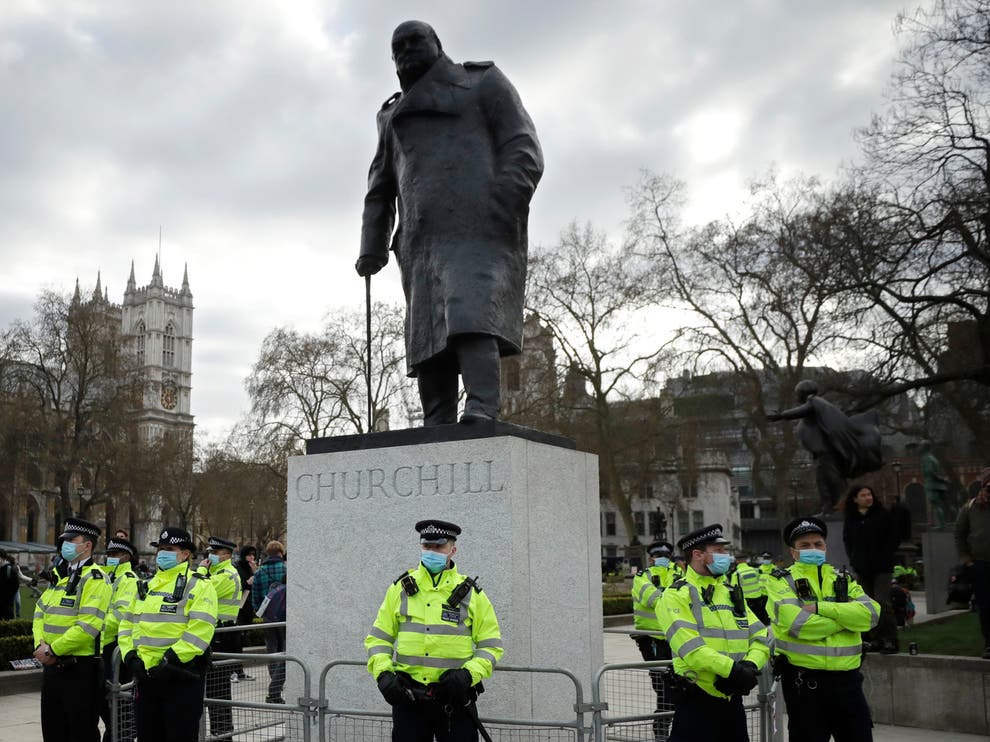Police mocked for defending Churchill statue during ‘Kill the Bill ...