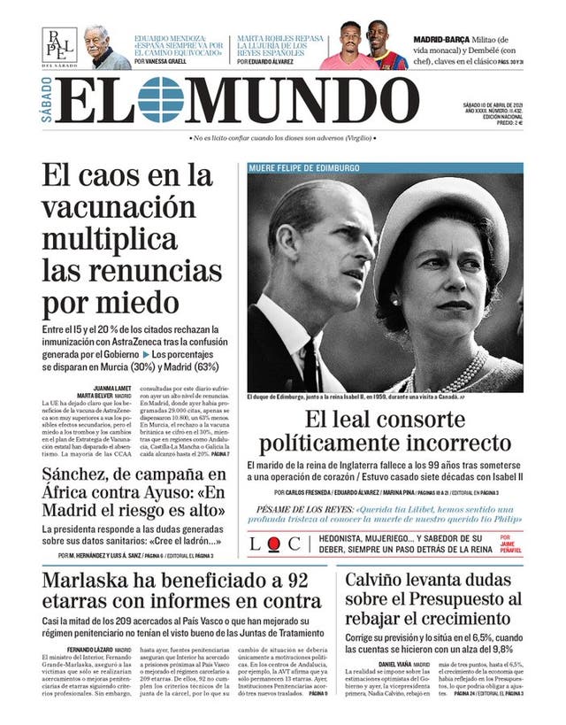 Prince Philip death: World front pages | The Independent