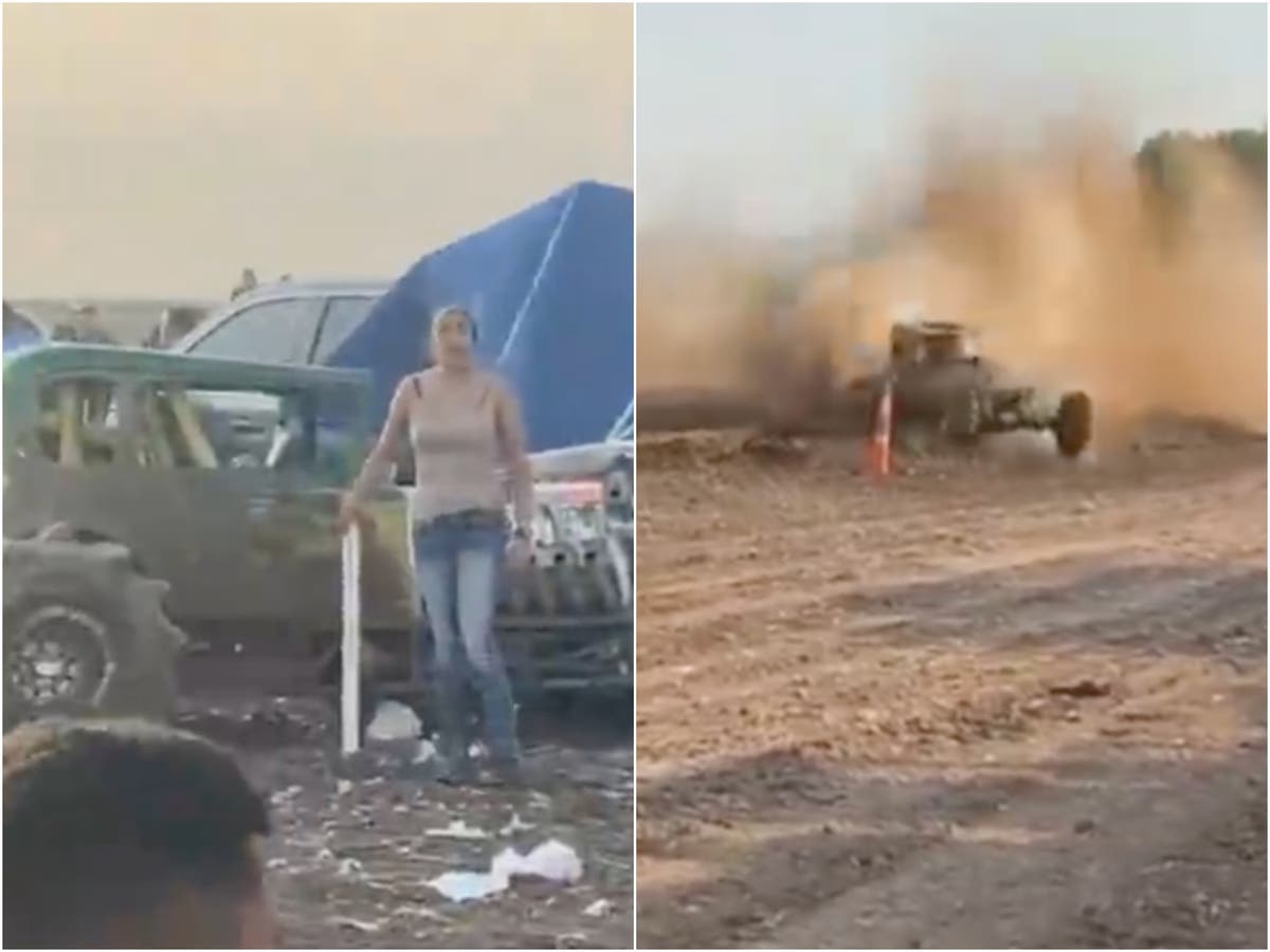 Texas mud race crash caught on video as racer goes off track and ...