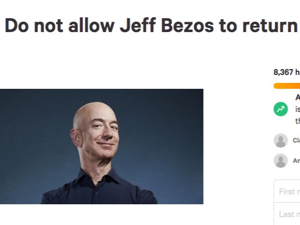 Thousands sign petition for Jeff Bezos to be denied…