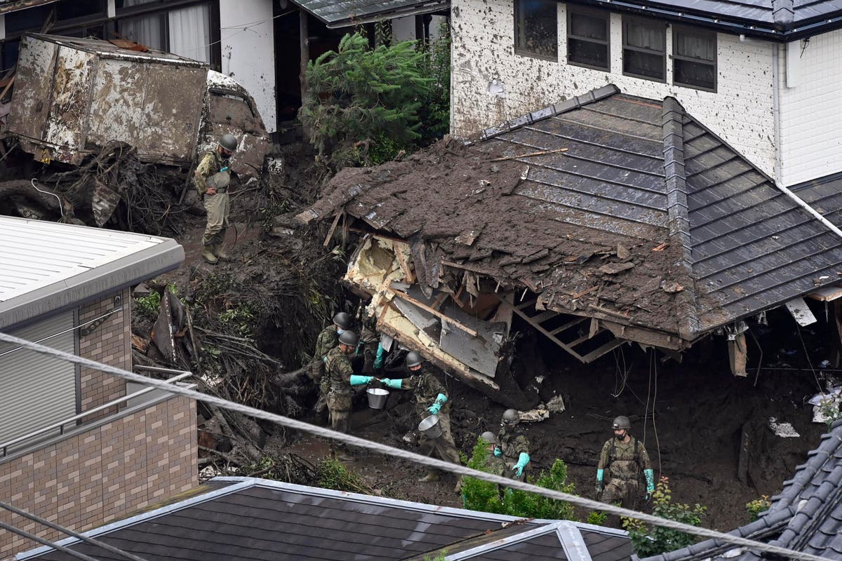 Massive soil mound on slope seen as worsening Japan mudslide Tokyo ...