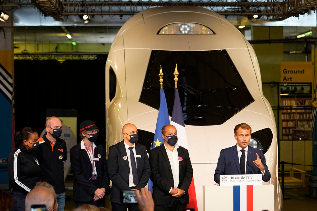 France's Macron unveils model of new, green high-speed train | The ...