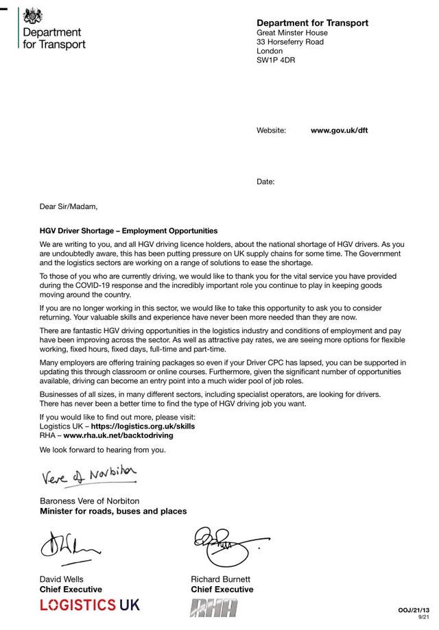 Undocumented HGV drivers sent official letters encouraging them to work ...
