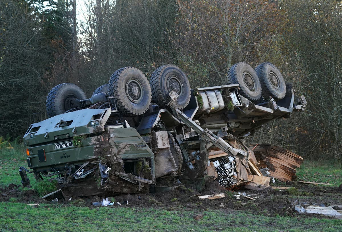 Two men in hospital with serious injuries after Army vehicle flips over ...