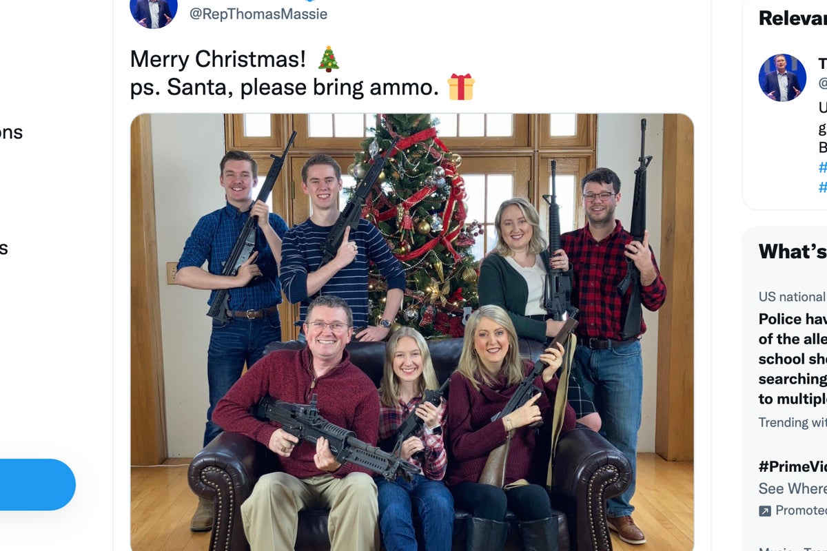 Thomas Massie And Family Pose With Guns For Christmas Portrait The