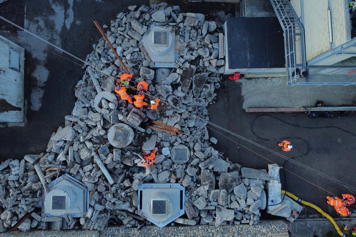 Firefighter training centre mocks up collapsed building disaster zone ...