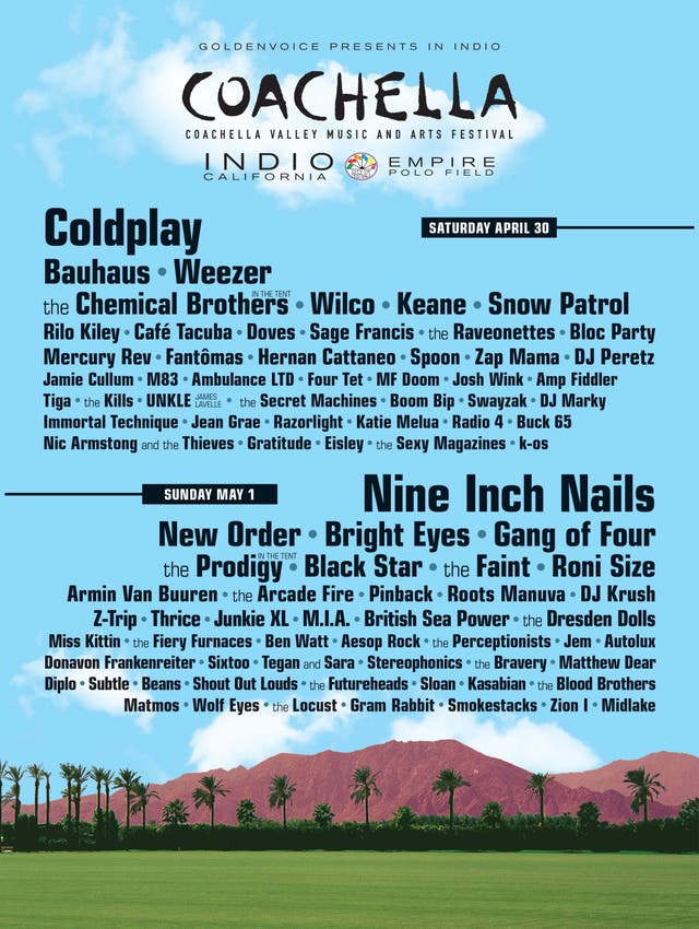 Every single headline act and lineup poster since the California ...
