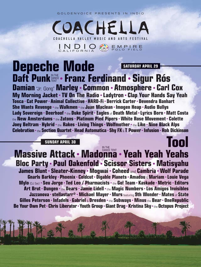 Every single headline act and lineup poster since the California ...