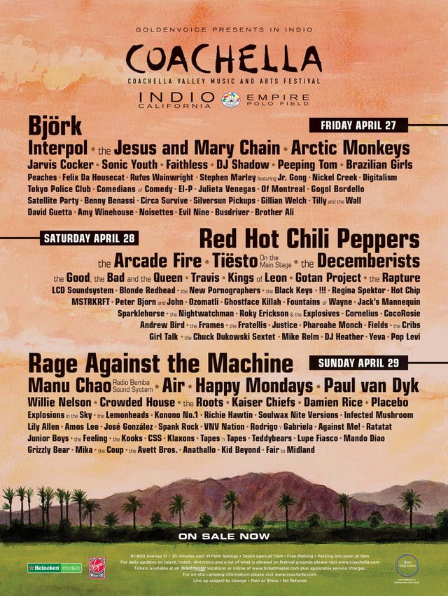 Every single headline act and lineup poster since the California ...