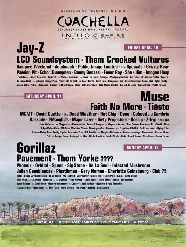 Every single headline act and lineup poster since the California ...
