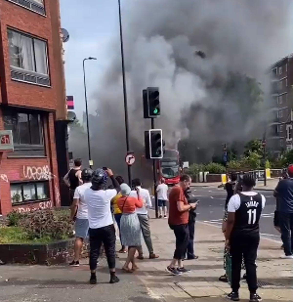Brixton fire: Bus in flames on south London high street | The Independent