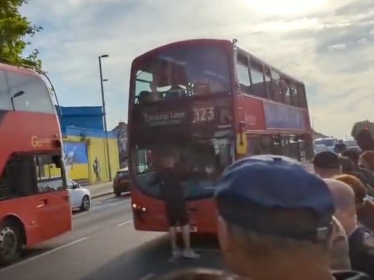 Angry commuter blocks bus too full to take new passengers during rail ...