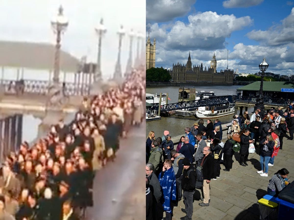 How the Queen’s coffin queue compares to her father’s 70 years ago ...