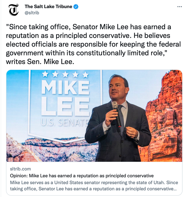 Mike Lee roasted for opinion column celebrating himself | The Independent