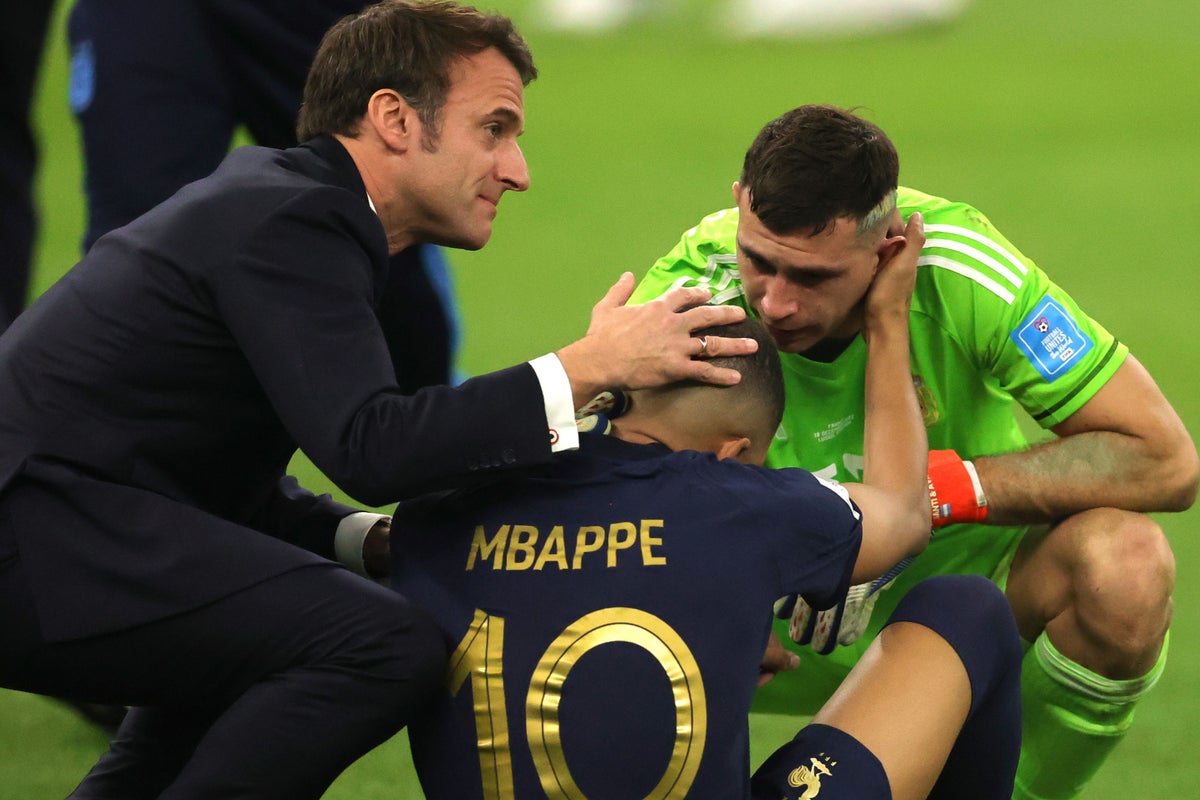 Emmanuel Macron: France president consoles players after World Cup ...