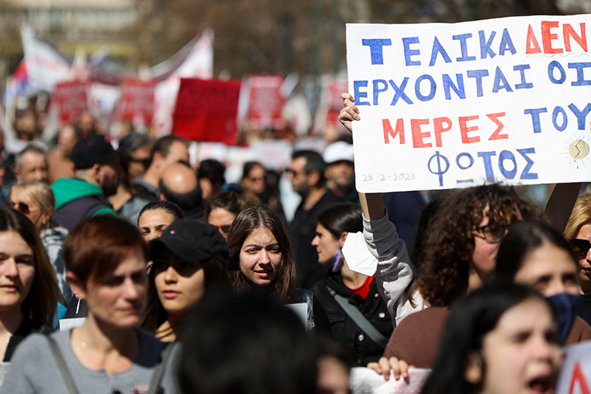 Watch from Athens as Greeks protest over deadly train crash | The ...