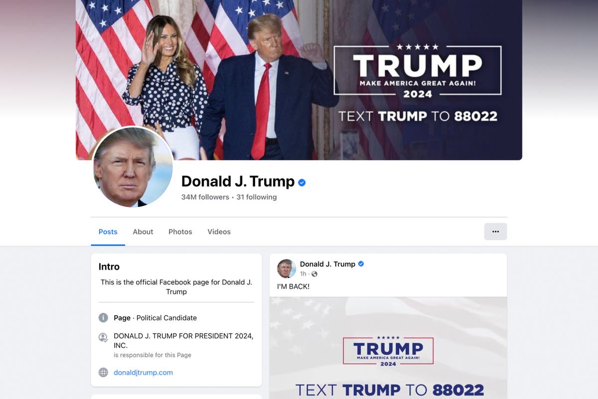 Trump regresa a Facebook más de dos años después | Independent Español