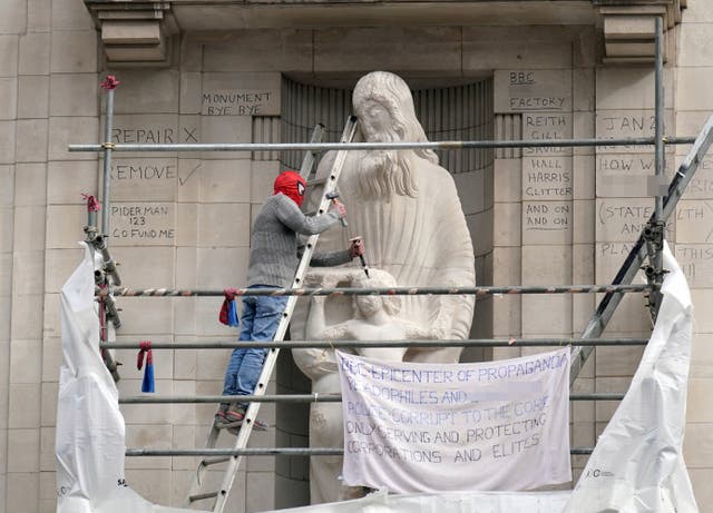 Controversial statue outside BBC headquarters now back on display | The ...