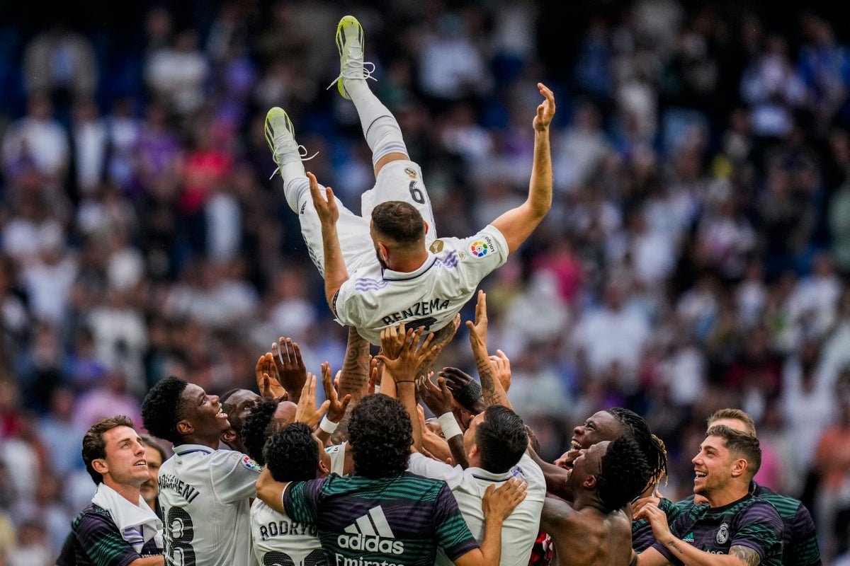 Benzema scores in final game with Madrid; Vinícius Júnior back in team ...