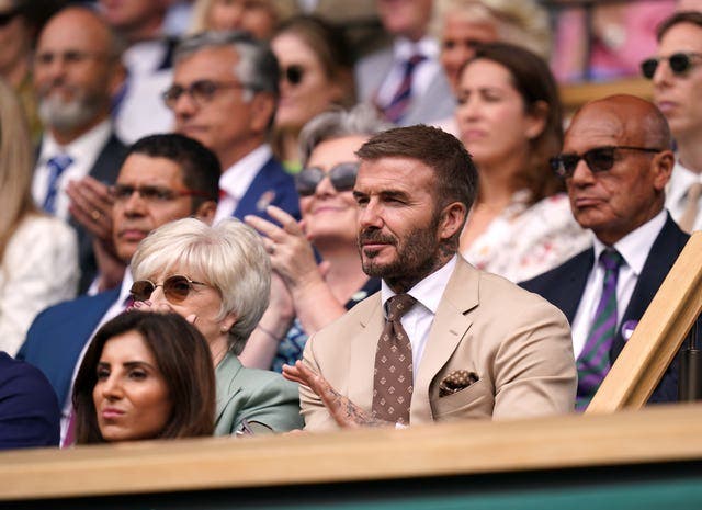 David Beckham, Bear Grylls and Lord Bragg among stars at day three of Wimbledon | The Independent