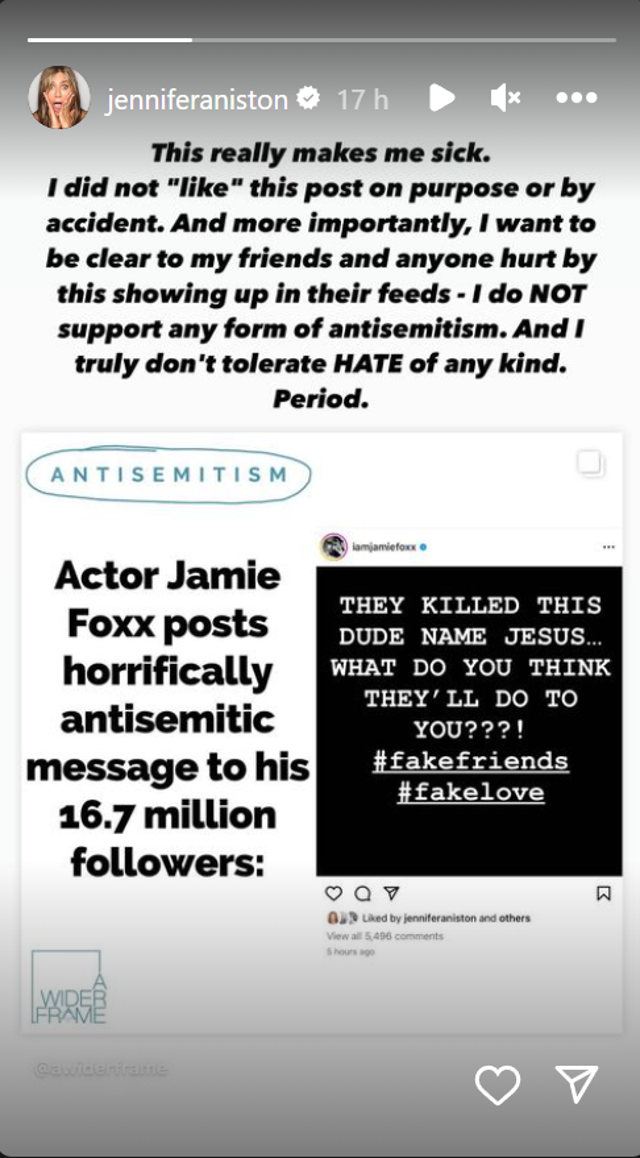 Jamie Foxx and Jennifer Aniston issue statements over ‘antisemitic ...