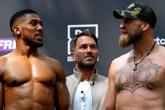 Anthony Joshua and Robert Helenius weigh in ahead of heavyweight fight ...