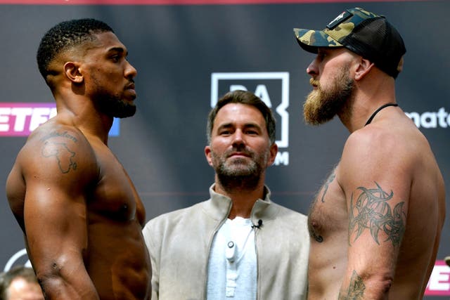 Anthony Joshua and Robert Helenius weigh in ahead of heavyweight fight ...