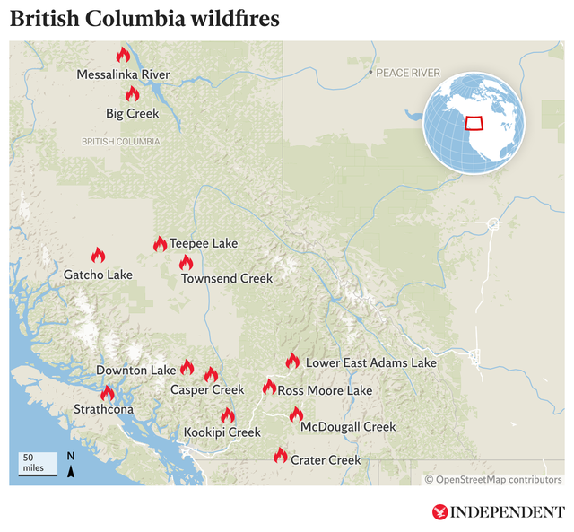 Mapped: The wildfires devastating British Columbia in Canada | The ...