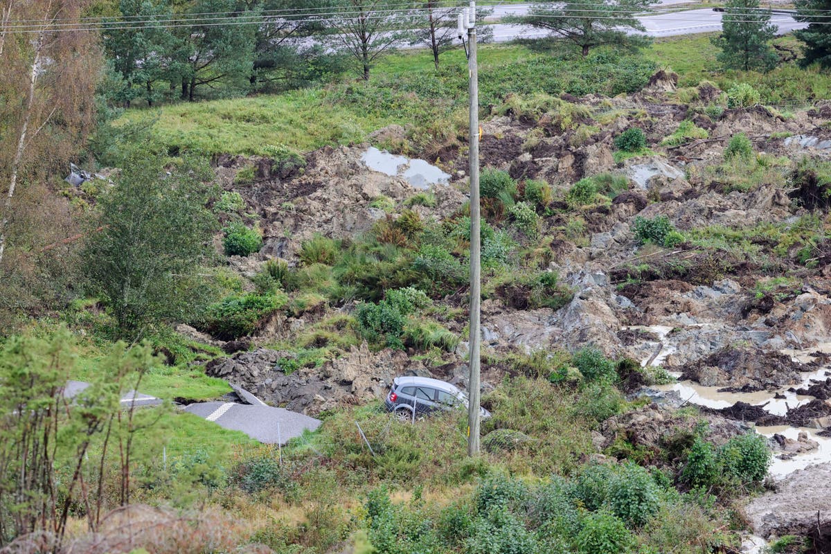 A landslide in Sweden causes a huge sinkhole on a highway and 3 are ...