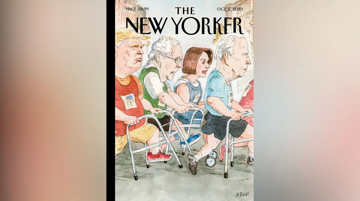 The New Yorker releases scathing cover of Trump and Biden with walkers ...