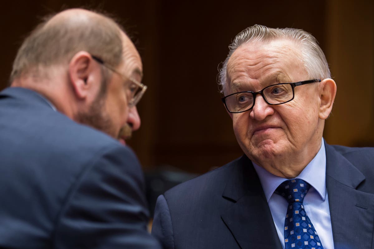 Martti Ahtisaari, former Finnish president and Nobel Peace Prize winner ...