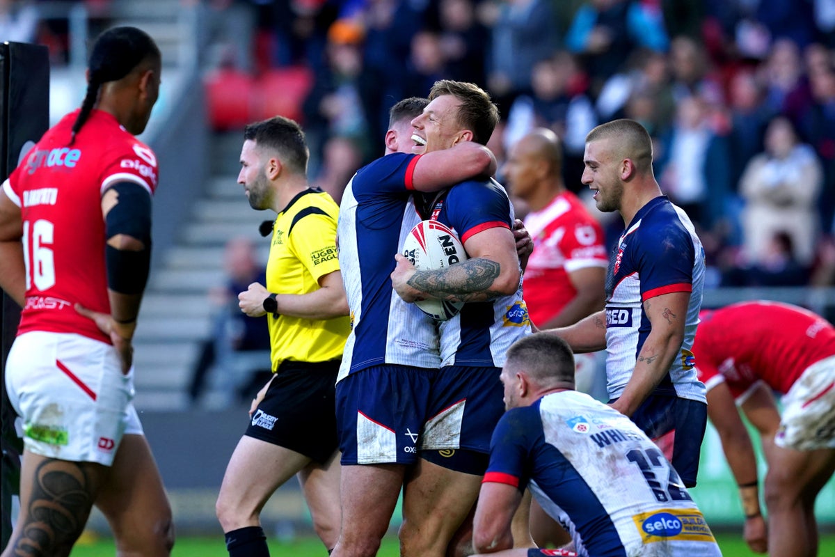 Tom Johnstone second-half brace helps England edge out Tonga in series ...