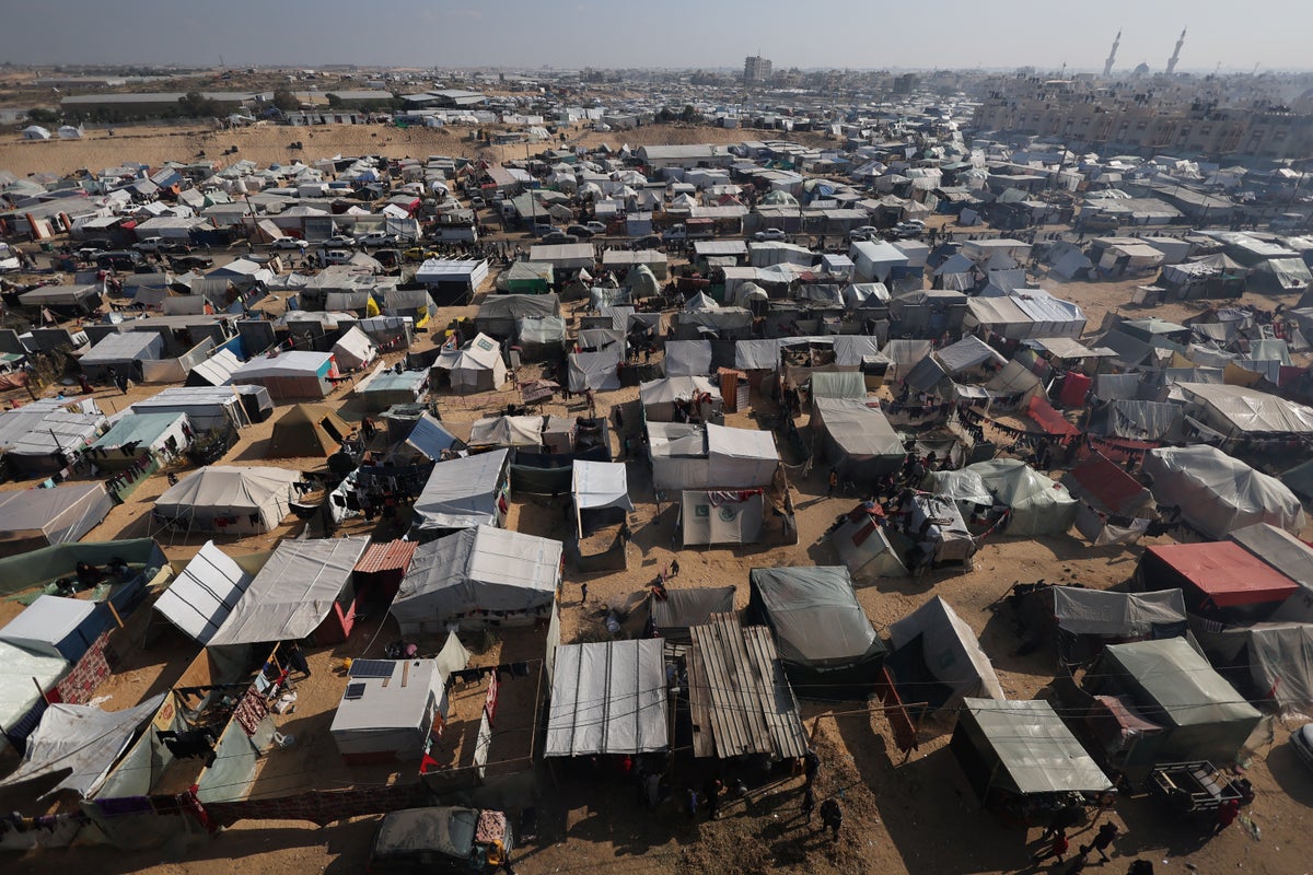 Watch view of Rafah tent camp as thousands of displaced Gazans seek ...
