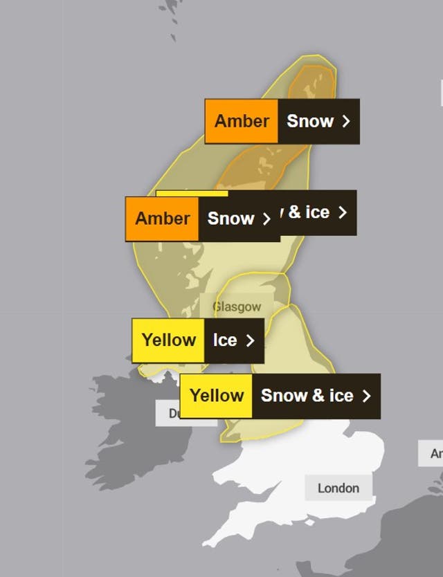 Mapped: Amber snow weather warning issued as power cuts likely | The ...