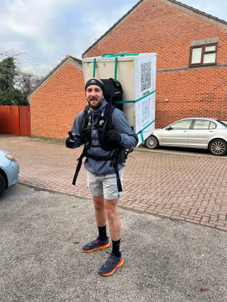 Man training for London Marathon with fridge on his back stopped by ...