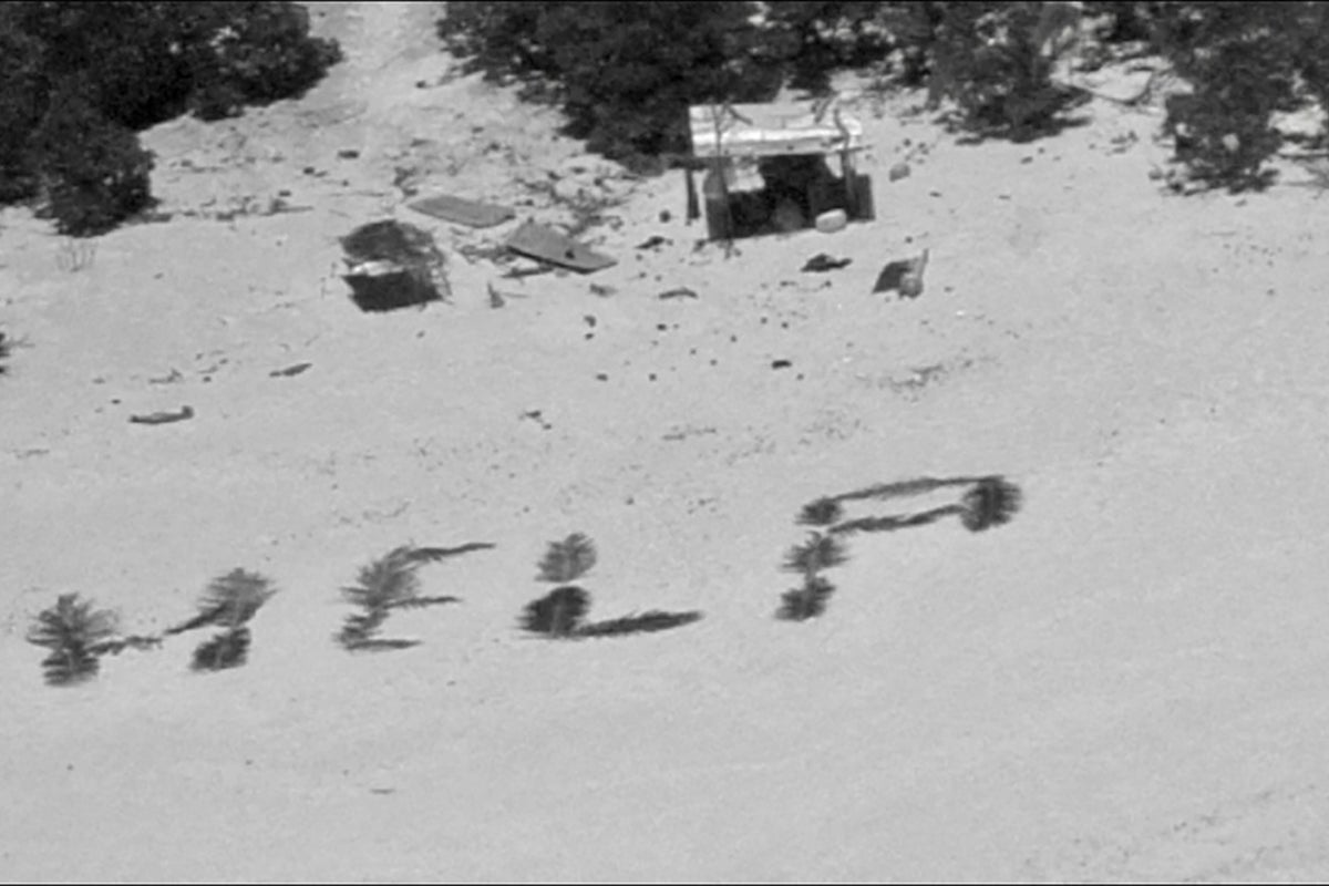 'HELP' sign on beach points rescuers to men stuck nine days on remote ...