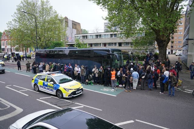 Protesters Block Coach In Peckham From Taking Asylum Seekers To Bibby