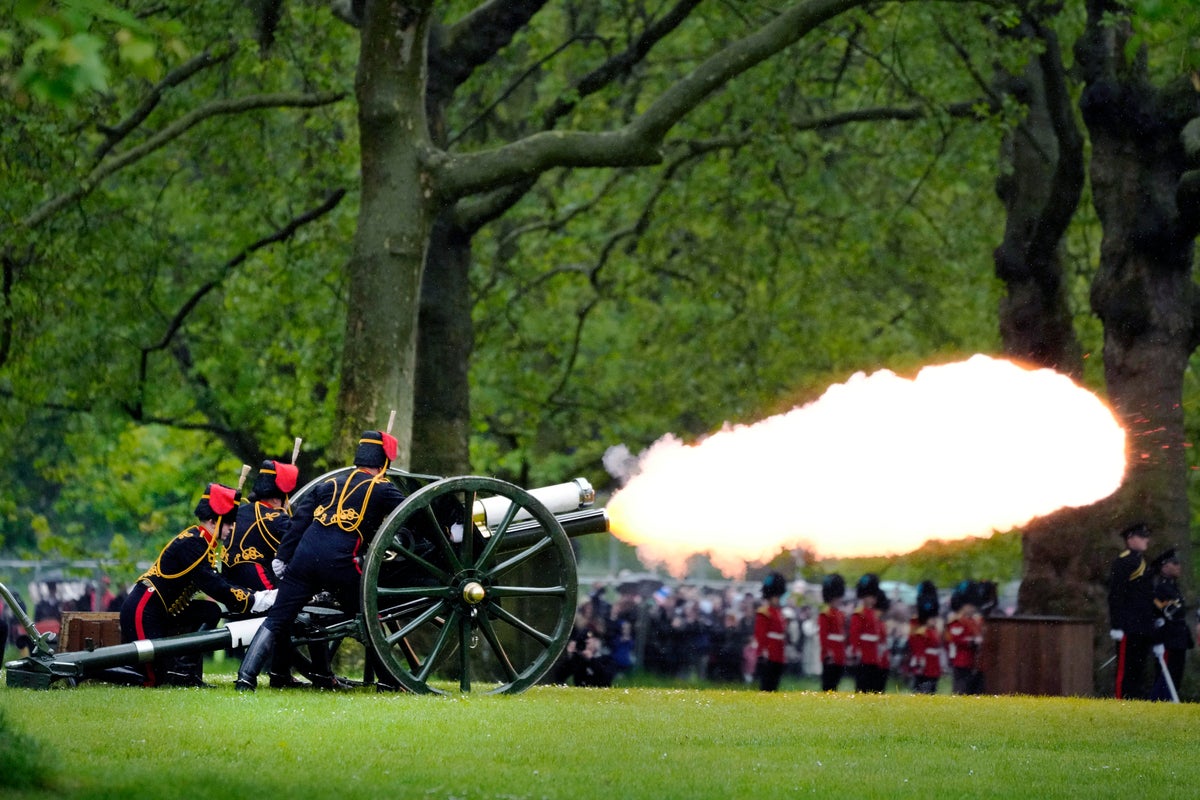 King Charles III's coronation anniversary is marked by ceremonial gun ...