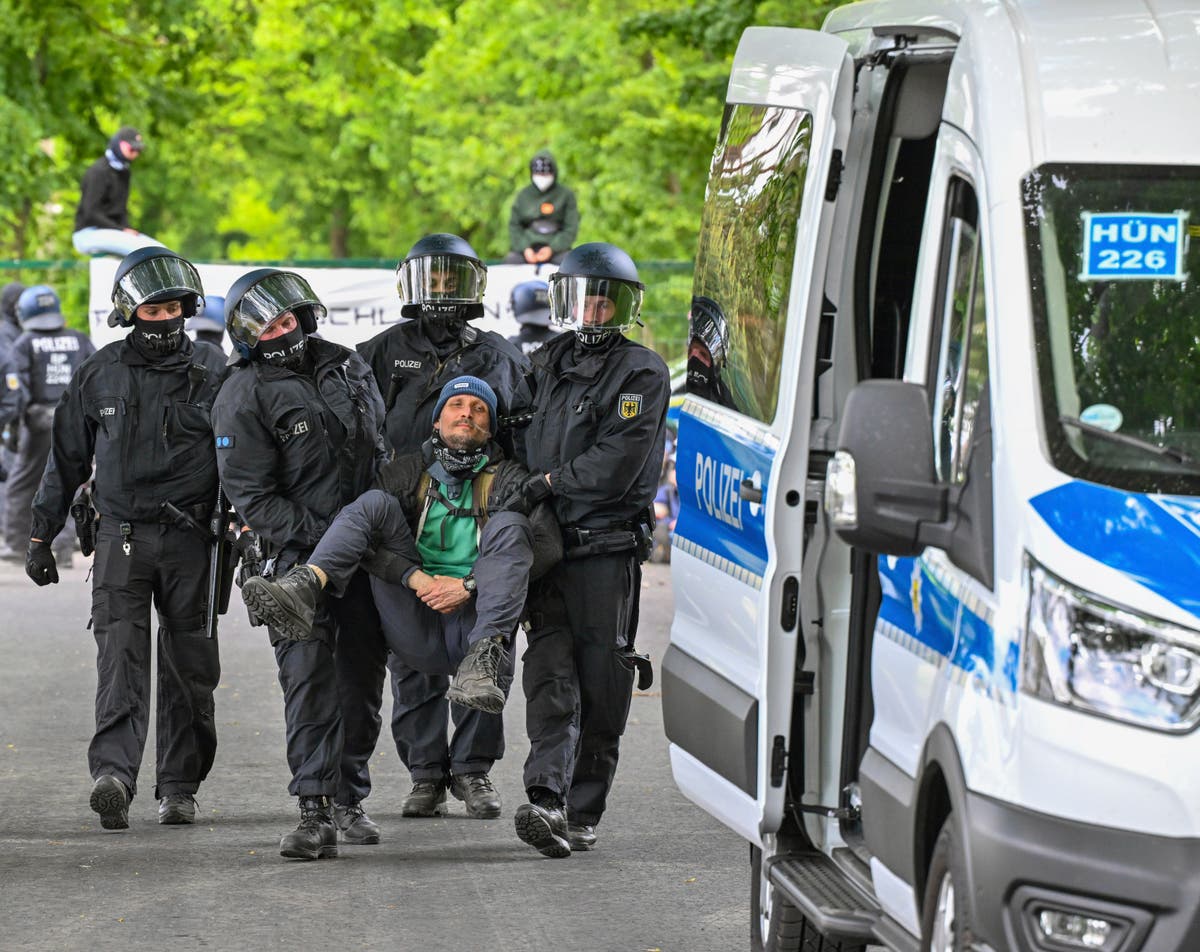 Police prevent environmental activists from storming Tesla factory in ...