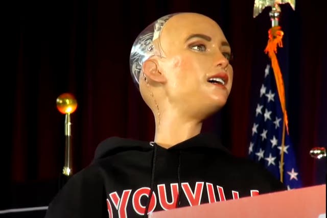 Creepy, bald female AI robot praises Buffalo Bills and chicken wings at ...