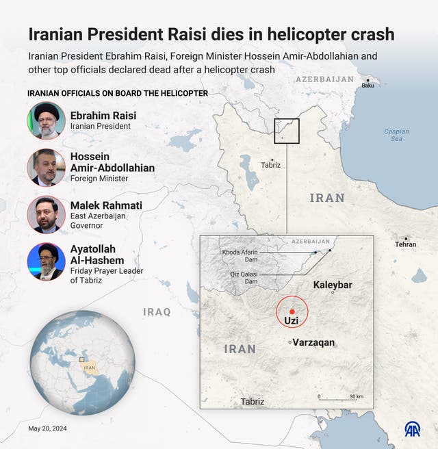 How helicopter crash that killed Iranian president Ebrahim Raisi ...