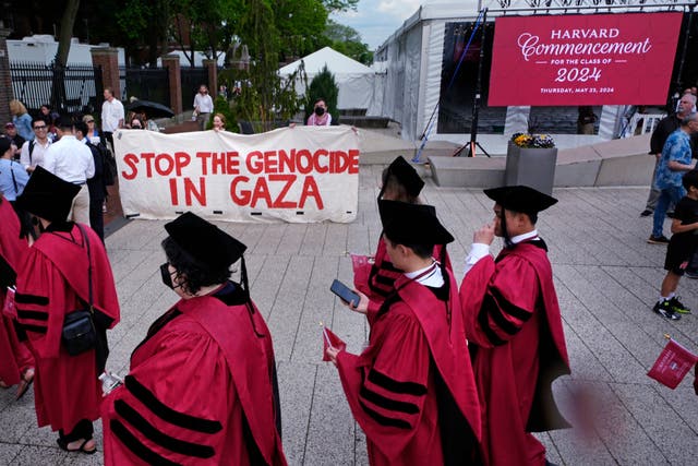 Hundreds of Harvard students walk out of graduation ceremony in Gaza ...