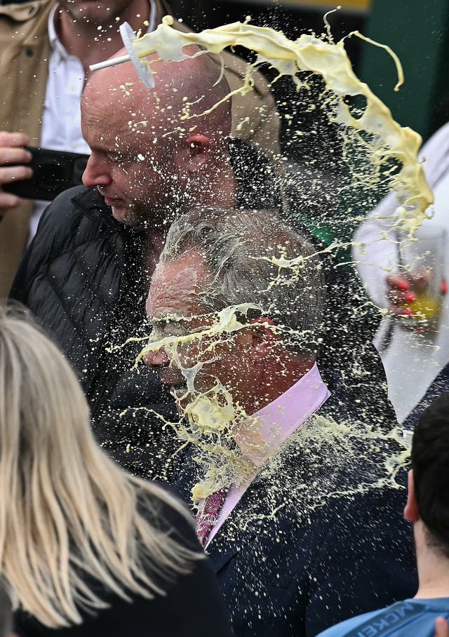 Nigel Farage hit by milkshake after launching general election campaign ...