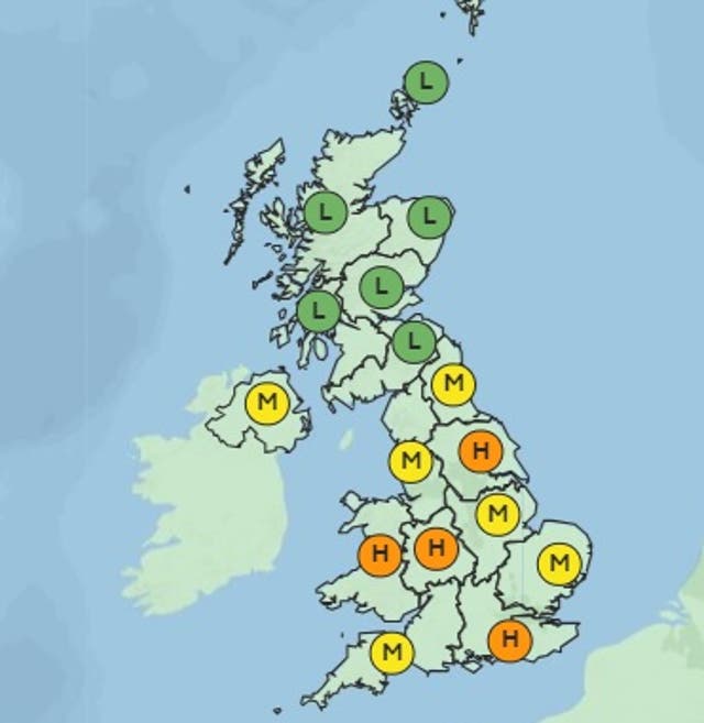 Mapped: Pollen bomb warnings issued for hay fever sufferers by Met ...