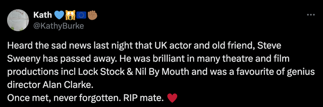 Steve Sweeney death: Kathy Burke pays tribute to Lock, Stock and Nil By ...