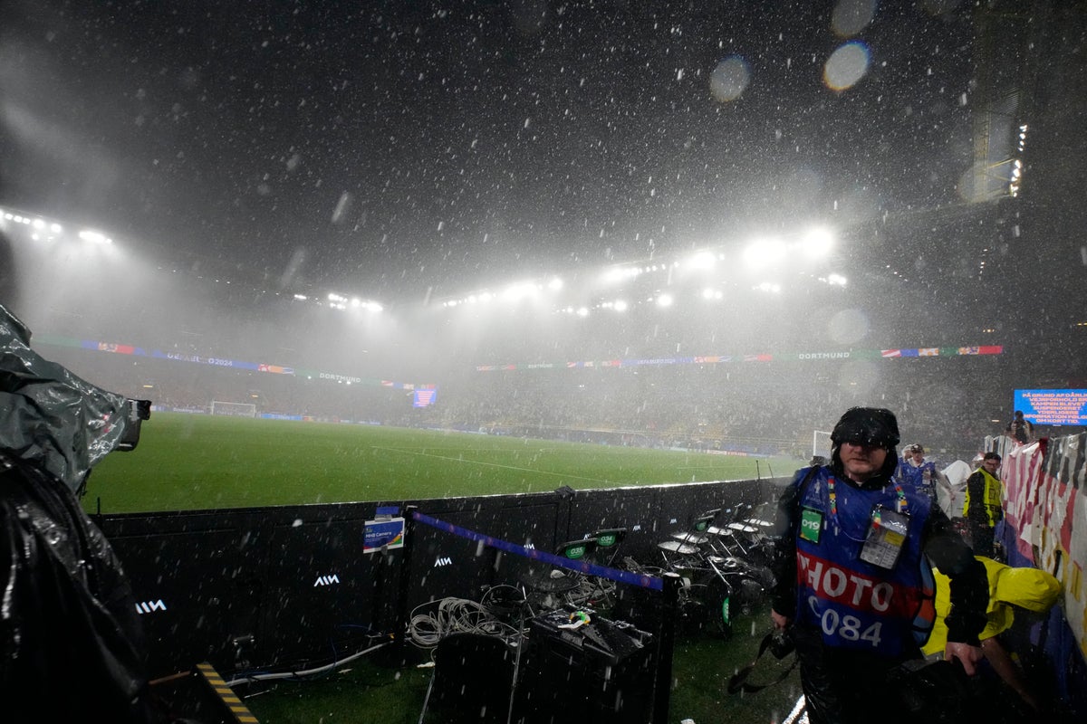 Euro 2024 match between Germany and Denmark suspended as thunderstorm ...