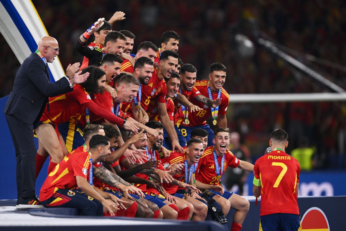 Watch: Euro 2024 winners Spain depart from Berlin hotel after victory ...